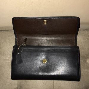 Coach | Bags | Black Coach Leather Checkbook Wallet | Poshmark
